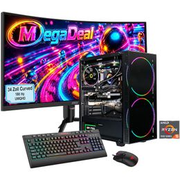 GAMEMAX Gaming-PC-Komplettsystem &raquo;MegaDeal Black Hole 2839 AMD Ryzen 5 7500F 32GB DDR5 1TB SSD RTX 5070&laquo; 34 &prime;&prime; AMD Ryzen 5 GeForce RTX? 5070 32 GB RAM