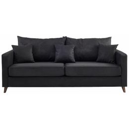 Home Affaire 3-Sitzer &raquo;Renesse&laquo; lose Kissen, Keder an Sitzkissen schwarz Samtvelours 100% Polyester;Luxus-Microfaser ALTARA NUBUCK (100% Polyester) B/