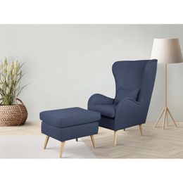 Home Affaire Polstergarnitur &raquo;Charles&laquo; gro&szlig; und gem&uuml;tlich im moderner Optik blau 100% Polyester B/H/T: 78cm x 118cm x 152cm, Struktur grob