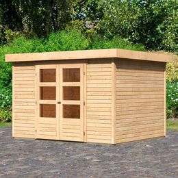 Karibu Gartenhaus &raquo;"Arnis 5" anthrazit&laquo; aus hochwertiger nordischer Fichte beige Holzwerkstoff ohne Fu&szlig;boden, ohne Dacheindeckung
