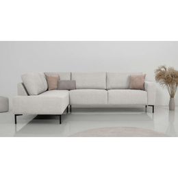 OTTO home Ecksofa &raquo;Melby&laquo; Breite 275 cm, in einem weichen Struktur Stoff, lose R&uuml;ckenkissen grau 100% Polyester B/H/T: 275cm x 87cm x 205cm, Struktur 