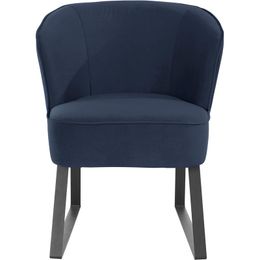 exxpo - sofa fashion Sessel &raquo;Americano, Loungesessel&laquo; mit Keder und Metallf&uuml;&szlig;en, Bezug in verschiedenen Qualit&auml;ten, 1 Stck. blau Samtvelours, B/H/T: 