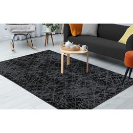 Kayoom Teppich &raquo;Kalea 225&laquo; rechteckig 8 mm H&ouml;he Flachgewebeteppich mit Relief-Design, Used-Look, moderne Farben grau Polyester B : 120cm 1 Stk., 8mm, L: 