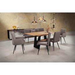 K+w Komfort & Wohnen K+W Komfort & Wohnen Essgruppe &raquo;Giacomo I&laquo; Polsterbank, 2 St&uuml;hle und 2 Armlehnenst&uuml;hle, 6 Stk. tlg. 2 St&uuml;hle und Bank, 2 Armlehnenst&uuml;hle Stoff 775, 