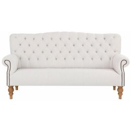 Home Affaire Chesterfield-Sofa &raquo;Lord&laquo; mit echter Chesterfield-Knopfheftung und Ziern&auml;geln beige Struktur fein (100% Polyester);Luxus-Microfaser 