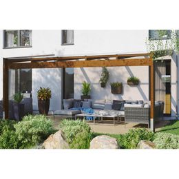 Skan Holz Terrassendach &raquo;Novara&laquo; BxT: 557x359 cm, versch. Farben braun Fichtenholz, Leimholz, Polycarbonat (PC) B/H/T: 557cm x 287cm x 359cm, farbig lasiert