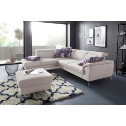 Sit & More sit&more Ecksofa &raquo;Percy L-Form&laquo; 12 cm Fu&szlig;h&ouml;he, Sitztiefenverstellung, wahlweise in 2 Fu&szlig;farben beige B/H/T: 270cm x 77cm x 235cm, Luxus-Microfaser 
