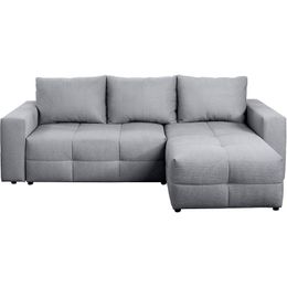 exxpo - sofa fashion Ecksofa Praktische Funktionsecke mit Federkern, Bettfunktion und Stauraum grau B/H/T: 261cm x 95cm x 158cm, Flachgewebe, 
