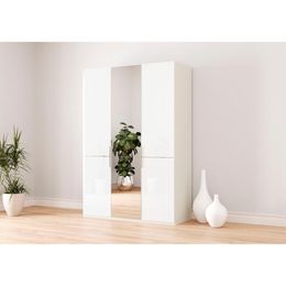 Musterring Kleiderschrank &raquo;Imola W&laquo; inkl. Einlegeb&ouml;den und Kleiderstangen, mit Glas- und Spiegelt&uuml;ren wei&szlig; Floatglas, Holzwerkstoff B/H/T: 148,4cm x 216cm x 58cm