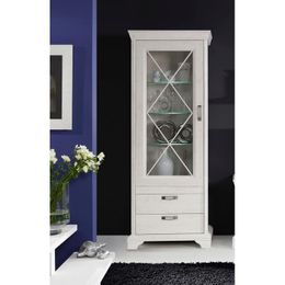 FORTE Vitrine &raquo;Kashmir&laquo; Breite 78 cm, inkl. LED Beleuchtung wei&szlig; Dekorfolie, FSC -zertifizierter Holzwerkstoff, Floatglas, Metall Pinia Weiss, B/H/T: 