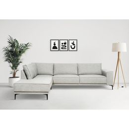 OTTO home Ecksofa &raquo;OLAND Flachgewebe L-Form, B: 289 cm, Skandi-Design&laquo; Struktur, Flachgewebe, Luxus-Microfaser, Boucle braun 100% Polyester B/H/T: 