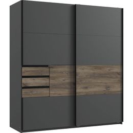 wimex Schwebet&uuml;renschrank &raquo;Bamberg&laquo; inklusive 5 Regalb&ouml;den und 1 Kleiderstange grau Holzwerkstoff B/H/T: 180cm x 198cm x 65cm, Schubladen: 3 Stk. T&uuml;ren: 2 