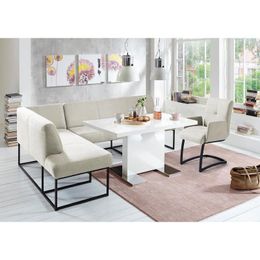 exxpo - sofa fashion Eckbank &raquo;Affogato, bequem und elegant, hochwertige Detailverarbeitung&laquo; Frei im Raum stellbar silber Struktur: Webvelour 100% 