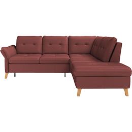 Sit & More sit&more Ecksofa &raquo;G&ouml;teborg&laquo; inkl. Sitztiefenverstellung, wahlweise mit Bettfunktion & Bettkasten rot B/H/T: 250cm x 90cm x 226cm, NaturLEDER Stoff, 