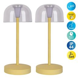 N&auml;ve n&auml;ve LED Tischleuchte &raquo;Gomba 18,5 cm&laquo; LED-Modul 2 Stk. Warmwei&szlig; 2er Set, aufladbar, USB Kabel, Memoryfunktion, stufenlos dimmbar gelb 1, &Oslash; 8cm H: 