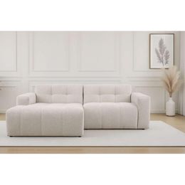 OTTO home Ecksofa &raquo;Tapley&laquo; Breite 221 cm,Boucle, Struktur fein, mit Knopfsteppung, bodentief beige 100% polyester B/H/T: 221cm x 73cm x 154cm, Boucl&eacute;,