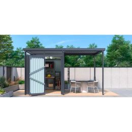 Konifera Ger&auml;tehaus &raquo;Gartenhaus Stefano mini&laquo; Stahl, mit seitlichem Anbau grau Metall Einheitsgr&ouml;&szlig;e