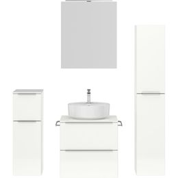 Nobilia Badm&ouml;bel-Set &raquo;Alvene&laquo; vormontiert, mit Soft-Close, 4 Stk. tlg. wei&szlig; B/H/T: 140cmcm x 184,2cmcm x 48,5cmcm, Griffe edelstahlfarbig