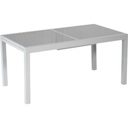 Merxx Garten-Essgruppe &raquo;Amalfi&laquo; Set, 5 tlg. inkl. 4 Stapelsessel, 1 Ausziehtisch silber Aluminium, Polyester B/H/T: 56cm x 97cm x 76cm