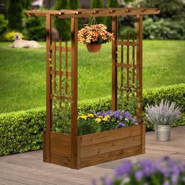 Dobar Hochbeet &raquo;Pflanzkasten "Pergola" aus Holz, Braun&laquo; Der Rankkasten ist ca. 117 x 39 x 119 cm (LxBxH) gro&szlig; und ca. 9,86 kg braun Massivholz B/H/T: 