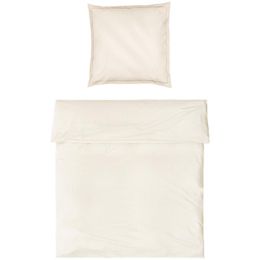 M&ouml;ve Bettw&auml;sche &raquo; Luxury Bettw&auml;sche Set&laquo; 2 Stk. mit elegantem Zierstick beige Satin, Obermaterial: 100% Baumwolle B/L: 155cm x 220cm, Satin, B/L: 80cm x 