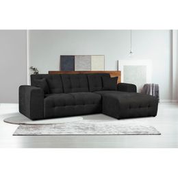 Home Affaire Ecksofa &raquo;Nosia L-Form&laquo; incl. 2 Zierkissen, mit feiner Steppung schwarz 100% Polyester B/H/T: 234cm x 85cm x 163cm, Samtvelours, Recamiere