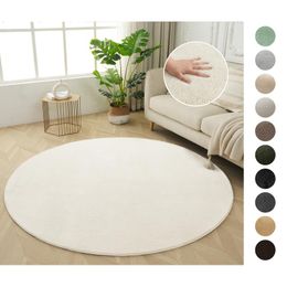 OTTO home Teppich &raquo;Cali&laquo; rund 16 mm H&ouml;he Uni-Farben, kuschelig, & weich, waschbar, Wohnzimmer, Schlafzimmer beige Kunstfaser, Microfaser &Oslash; 120cm 1 Stk