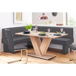Home Affaire Eckbank &raquo;Nils&laquo; Sitz und R&uuml;cken gepolstert, verschiedene Qualit&auml;ten grau Holzwerkstoff, Massivholz, Polyester B/H/T: 222cm x 89cm x 162cm,