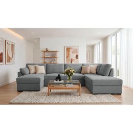 OTTO home Wohnlandschaft &raquo;Citry&laquo; Breite 309 cm, Chenille, Bettfunktion, Bettkasten, U-Form grau 100% polyester B/H/T: 309cm x 88cm x 224cm, Chenille, 
