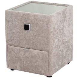 Jockenh&ouml;fer Nachtkonsole &raquo;Lancy&laquo; mit LED-Beleuchtung beige Glas, Holzwerkstoff B/H/T: 42,5cm x 53cm x 45cm, 1 Stk.