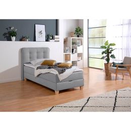Home Affaire Boxbett inklusive Kaltschaum-Topper und Bettkasten grau Bonellfederkern H2, Liegefl&auml;che B/L: 90cm x 200cm, H2 + H2, Federkern-Festpolster