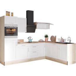 OPTIFIT K&uuml;che &raquo;Ahus&laquo; 200 x 270 cm breit, wahlweise mit E-Ger&auml;ten, Soft Close Funktion wei&szlig; B/H/T: 270cm x 211,8cm x 60cm, ohne E-Ger&auml;te