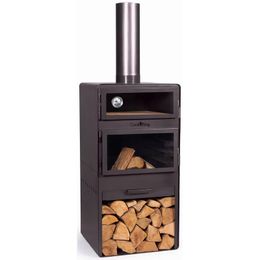 CookKing Grillkamin &raquo;Terrassenofen Vento Plus&laquo; inkl. Pizzaofen, Stahl, 50x50x150 cm schwarz B/H/T: 50cm x 50cm