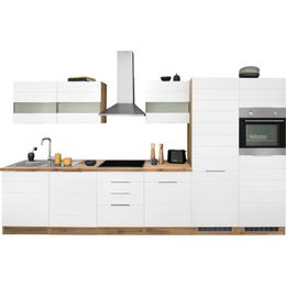 KOCHSTATION K&uuml;chenzeile &raquo;KS-Luhe&laquo; 360 cm breit, wahlweise mit oder ohne E-Ger&auml;ten, gefr&auml;ste MDF-Fronten wei&szlig; B/H/T: 360cm x 60cm, inkl. E-Ger&auml;te (