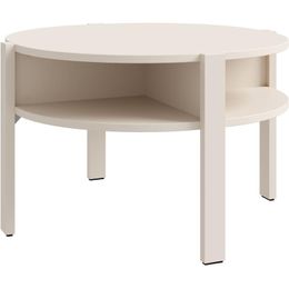 FORTE Beistelltisch &raquo;Tobago, runder Couchtisch mit 4 Ablagef&auml;chern, B/H/T 74,4/45,5/74,4 cm&laquo; Durchmesser ca. 74,5 cm beige B/H/T: 74,4cm x 45,5cm x 