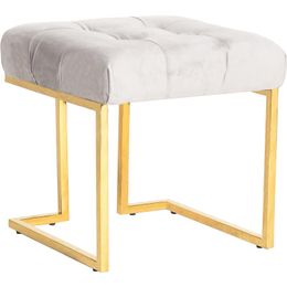 Kayoom Polsterhocker &raquo;Hocker Rarity 125, Edler Touch durch goldenes Gestell&laquo; 1 Stk. tlg. eckig, samtweich, gesteppt, mit Zierkn&ouml;pfen, Edelstahlgestell grau 