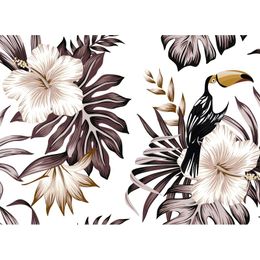 Livingwalls living walls Fototapete &raquo;Designwalls Toucan 2&laquo; glatt Vlies, Wand, Schr&auml;ge, Decke lila Vlies B/L: 3,5m x 2,55m