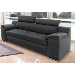 Sit & More sit&more 3-Sitzer &raquo;Andiamo, B: 200 cm, Kopfteilverstellung, Wellenunterfederung&laquo; Komfortable Sitzh&ouml;he 43 cm, frei im Raum stellbar, modernes Design 
