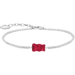 Thomas Sabo Damen Thomas Sabo Armband &raquo;Thomas Sabo x HARIBO: Tennisarmband mit Goldb&auml;r&laquo; mit Zirkonia (synth.), Kristallglas rot 19, Silber 925 (