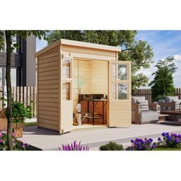 Karibu Gartenhaus &raquo;Baggersee 1&laquo; Made in Germany beige Holzwerkstoff ohne Fu&szlig;boden, ohne Dacheindeckung