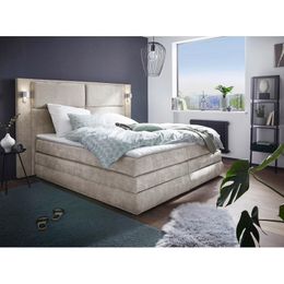 Collection AB Boxspringbett &raquo;Copenhagen&laquo; inklusive Bettkasten, Topper, wahlweise mit LED-Beleuchtung grau Holzwerkstoff, Spanplatte Luxus-Microfaser 