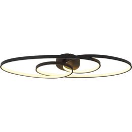 Globo LIGHTING Deckenleuchte &raquo;SPIRA&laquo; LED-Modul 1 Stk. Warmwei&szlig; Deckenleuchte Schwarz/Alu, Opal, Stufenschalter, LED 40W 1, H: 8cm, 1 Stk.