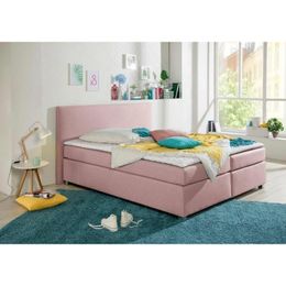 Home Affaire Boxspringbett &raquo;Eliana&laquo; inkl. Topper, in 4 Breiten, 3 Matratzenarten und 2 H&auml;rtegraden rosa Struktur fein, Liegefl&auml;che B/L: 180cm x 200cm 