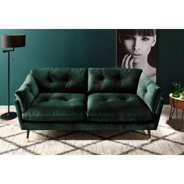 Trends by HG 2,5-Sitzer &raquo;Japan&laquo; mit Fu&szlig; in Holz-Metallkombination, frei im Raum stellbar gr&uuml;n B/H/T: 206cm x 84cm x 89cm, Microvelours