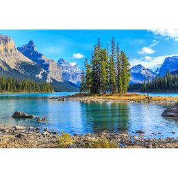 papermoon Fototapete &raquo;Spirit Island in Maligne Lake&laquo; glatt bunt Vlies B/L: 1,5m x 1,11m, Bahnen: 7 Stk.