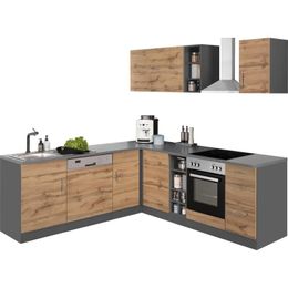 KOCHSTATION Winkelk&uuml;che &raquo;KS-Colmar&laquo; ohne E-Ger&auml;te, Stellbreite 210/240 cm grau B/H/T: 210cm x 240cm
