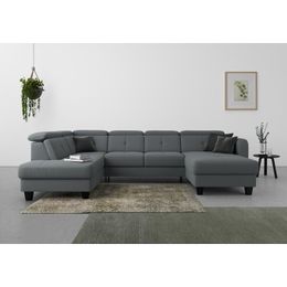 Sit & More sit&more Wohnlandschaft &raquo;Belluci U-Form&laquo; Kopfteilverstellung und Federkern, wahlweise mit Schlaffunktion grau B/H/T: 321cm x 85cm x 195cm, Luxus-
