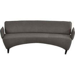 K+w Komfort & Wohnen K+W Komfort & Wohnen Polsterbank Leicht abgerundete Segmentbank im hochwertigen Leder, mit Armlehnen grau B/H/T: 216cm x 87cm x 66cm, Leder