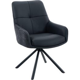 Hela Armlehnstuhl &raquo;FARO&laquo; () 1 Stk.360&deg; drehbar, Materialkombi, Echtleder, Armlehnen Leder, Metall, Polyester, Stoff B/H/T: 61,5cm x 89,5cm x 67cm, 1 