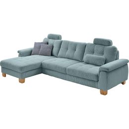 Die PlanBar Ecksofa &raquo;PP-LA19101 L-Form, Breite 316 cm&laquo; wahlweise mit Schlaffunktion und verstellbaren Kopfst&uuml;tzen, in Cord gr&uuml;n 88% Polyester;12% 